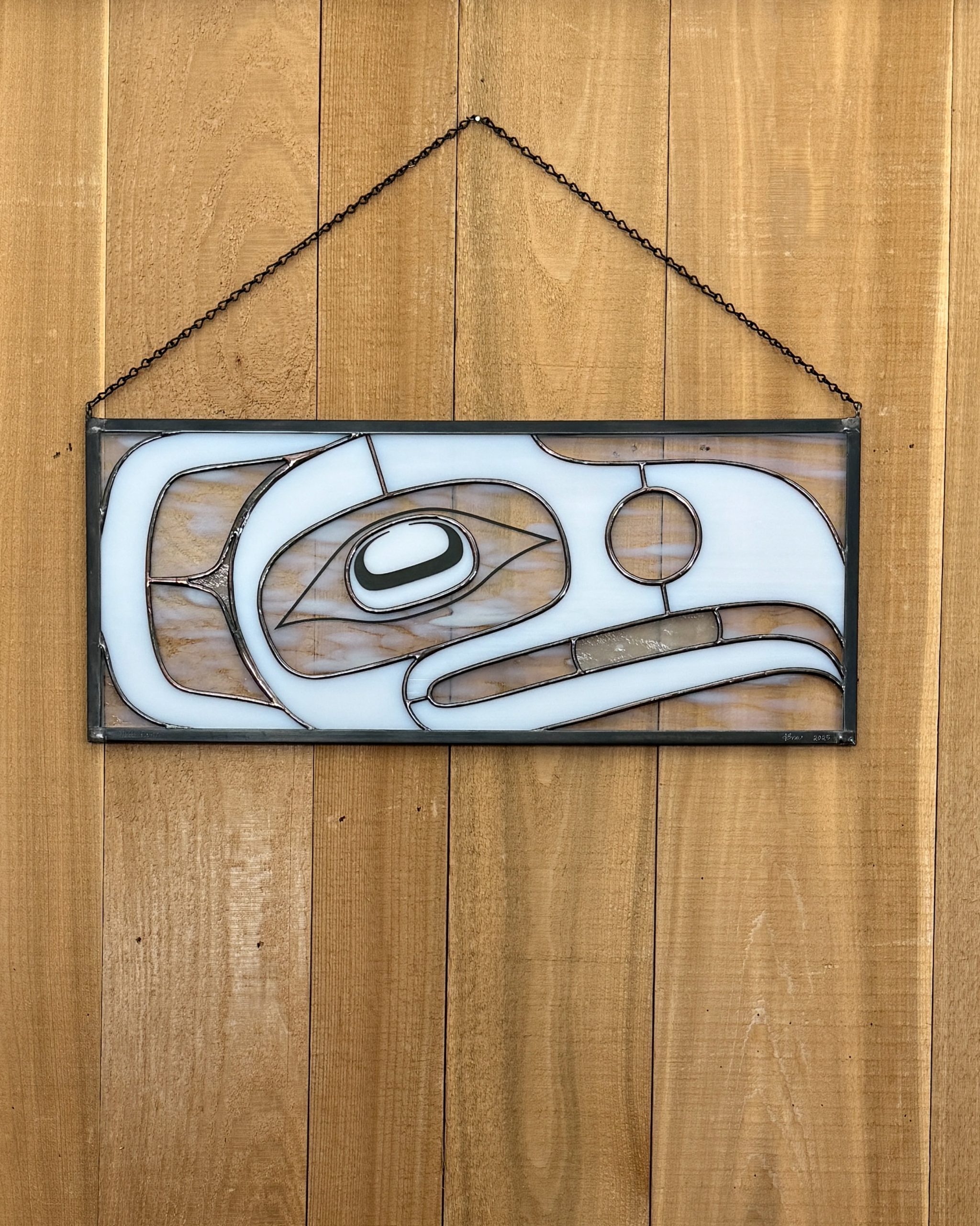 White Raven Stained Glass Panel • Spirit Gallery